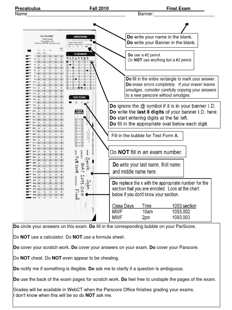 Precalculus Final Exam | PDF | Evaluation Methods | Tests