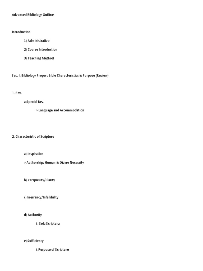 Advanced Bibliology Course Outline | PDF | Social Science | Art