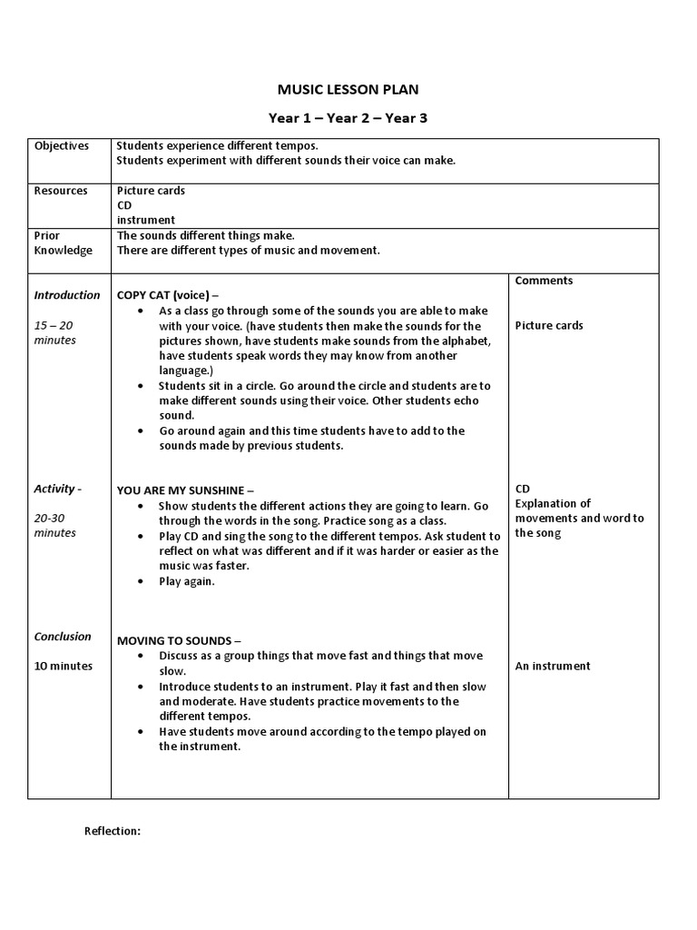 Music Lesson Plans For Relief Teaching | Download Free PDF | Tempo ...