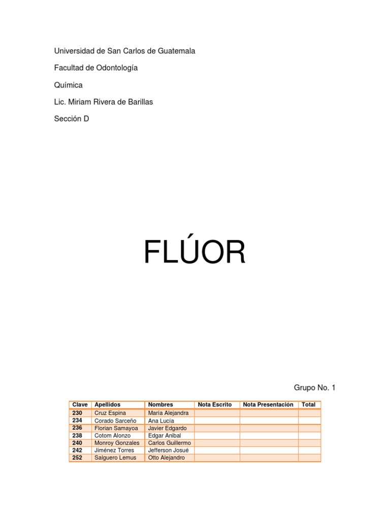 Importancia del Flúor en Odontología | PDF | Diente humano | Sustancias ...