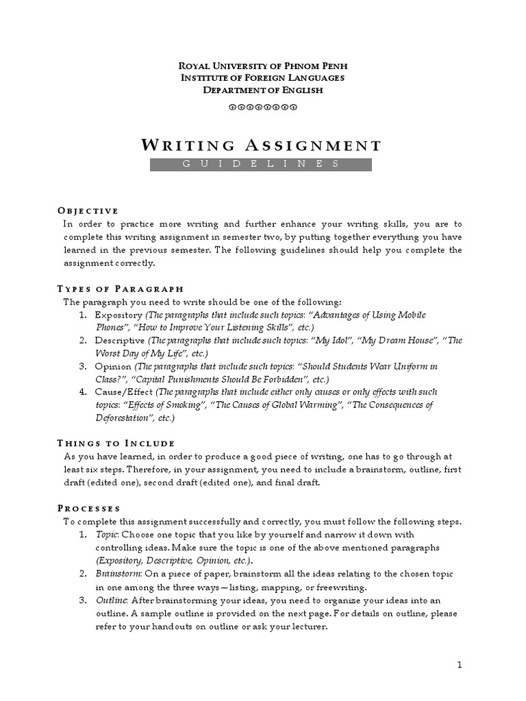 Ws 102 Assignment Guidelines | Brainstorming | Text