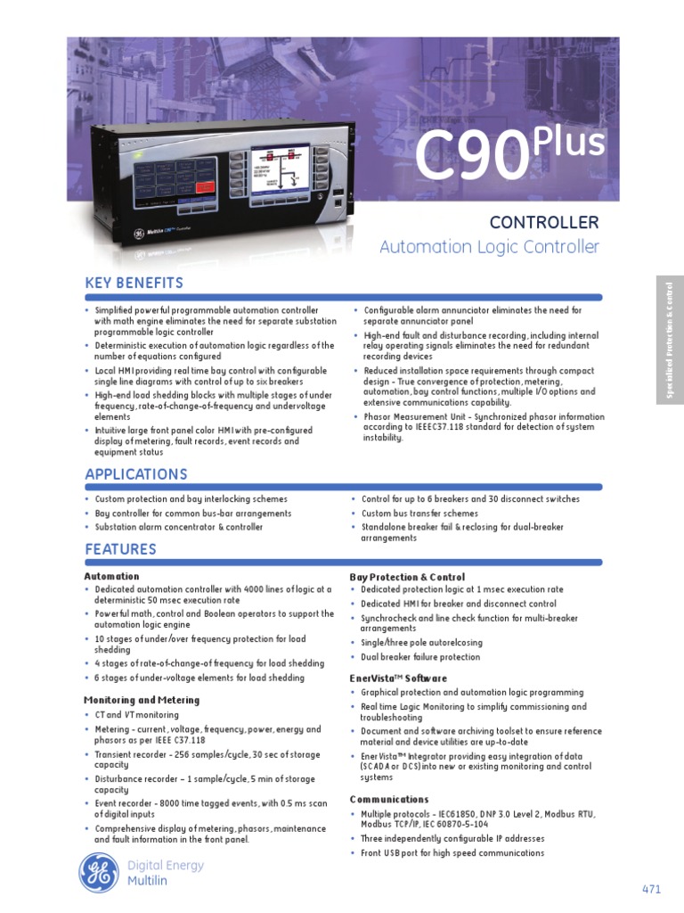 C90plus (GE Digital Energy) | PDF | Relay | Automation