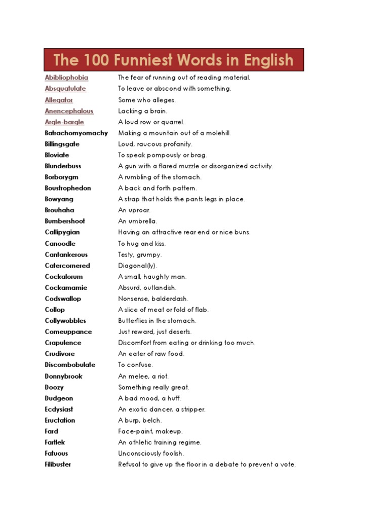 The 100 Funniest Words in English | PDF | Guerrilla Warfare