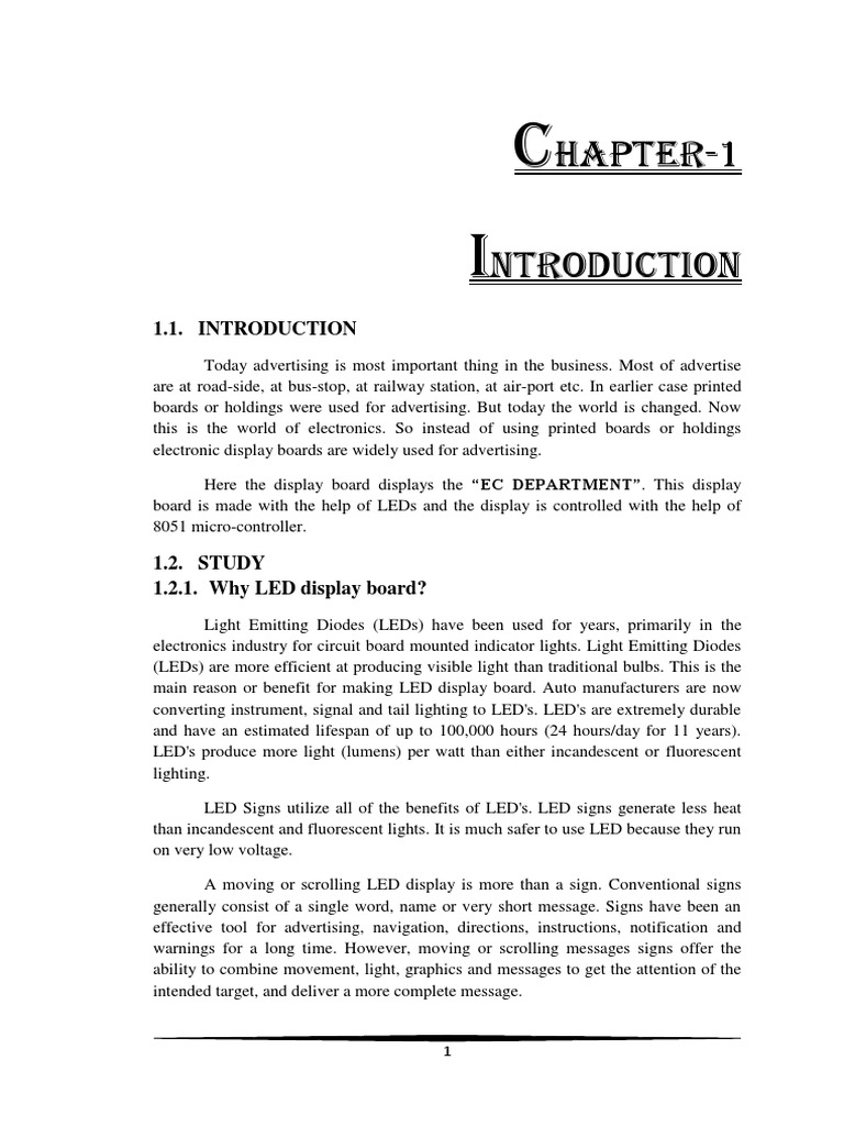 Chapter 1 | PDF | Light Emitting Diode | Microcontroller