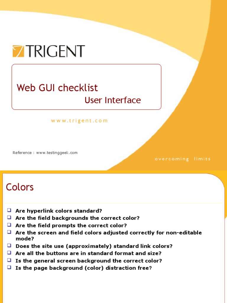 Web Gui Checklist Graphical User Interfaces Hyperlink