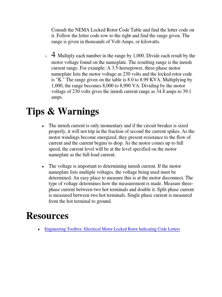 How To Calculate Motor Inrush Current 2 | PDF | Electric Motor | Voltage