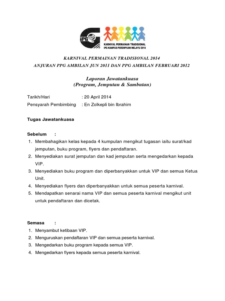 Laporan AJK Program, Jemputan & Sambutan | PDF