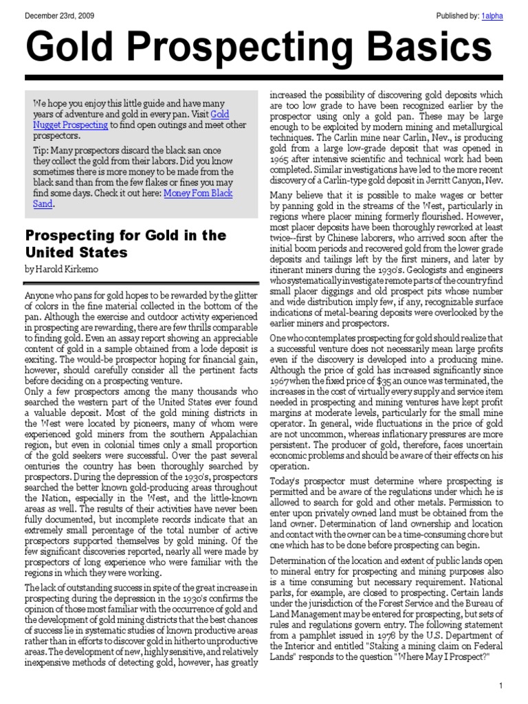 Gold Prospecting Basics | PDF