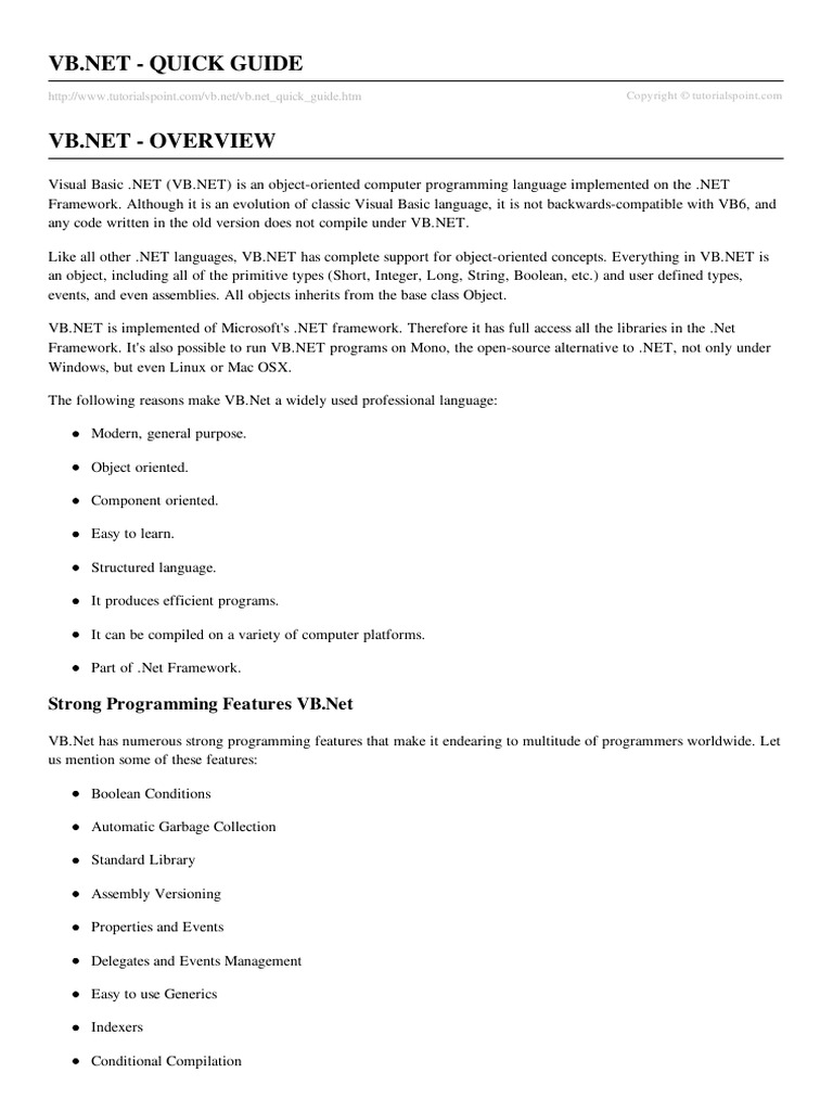 Tutorial | PDF | Visual Basic .Net | Class (Computer Programming)