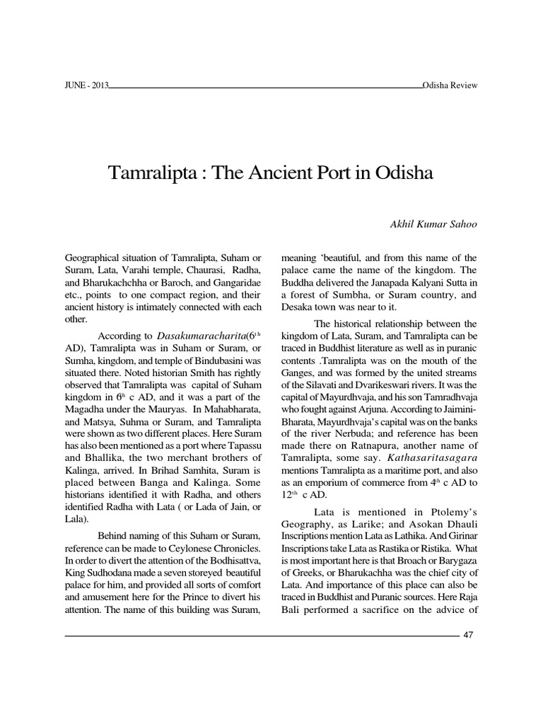 Ancient port city of Tamralipta located in Odisha | PDF | Sri Lanka ...