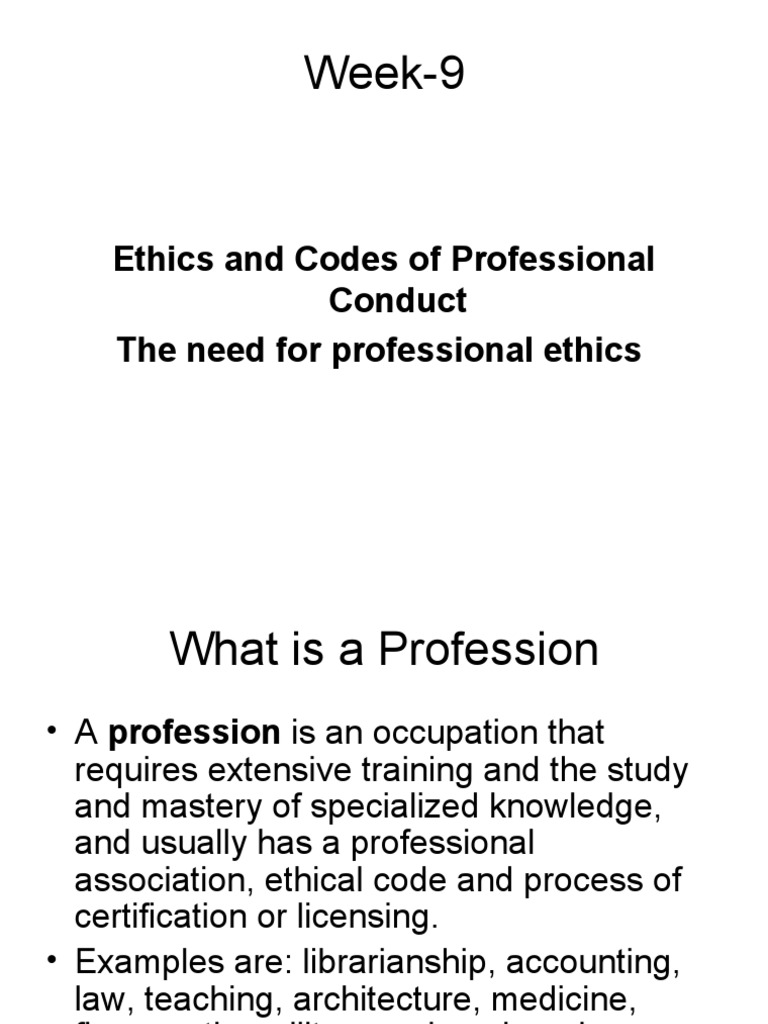 Professional Ethics and Conduct Overview | PDF | Profession ...