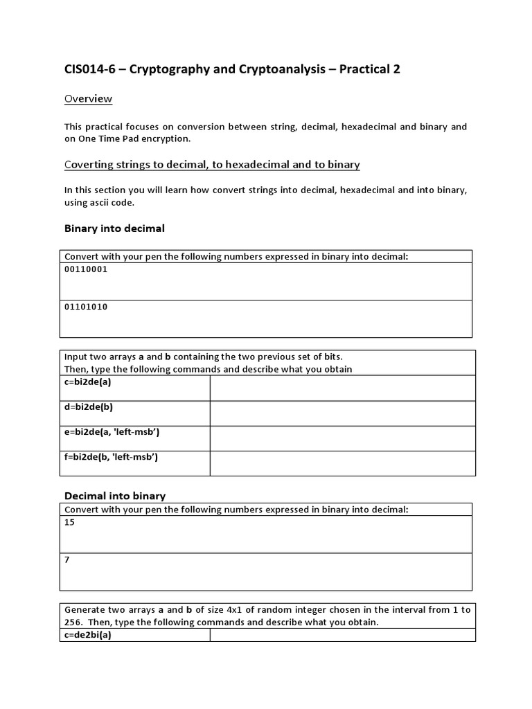 Cryptography Practical: Data Conversion & OTP | PDF | String (Computer ...