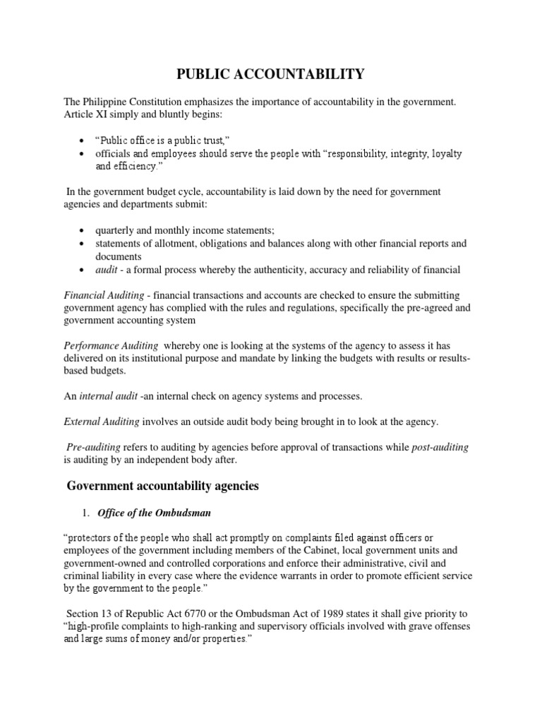 Accountability in The Government | PDF | Auditor's Report | Audit