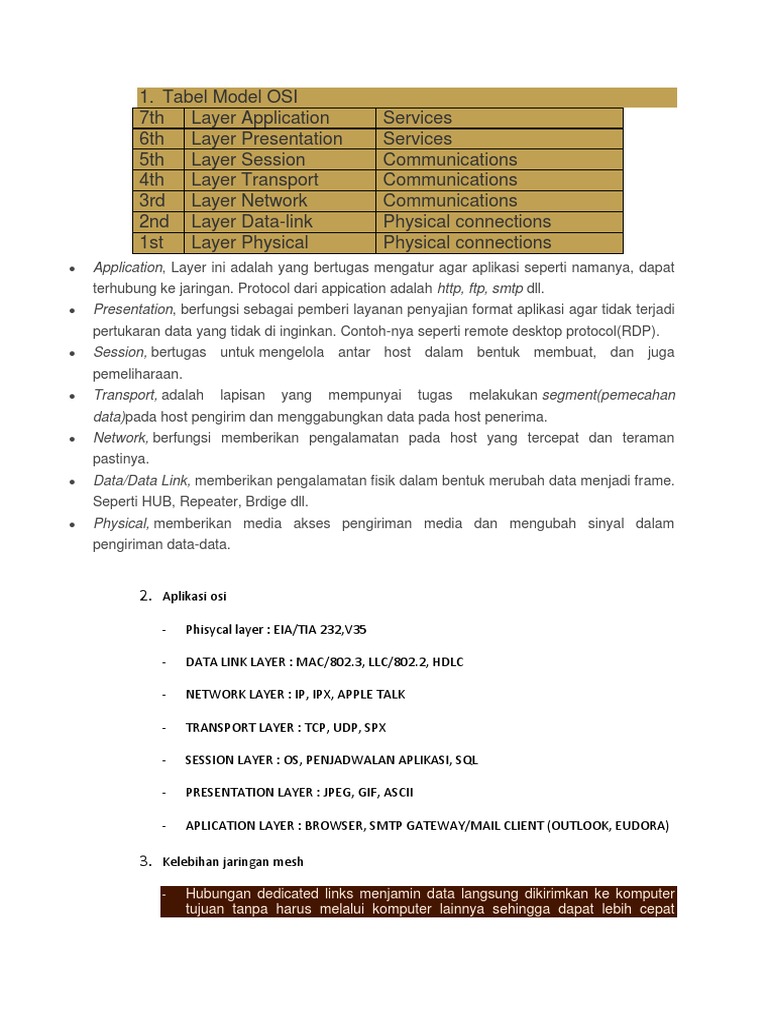 Tabel Model OSI | PDF