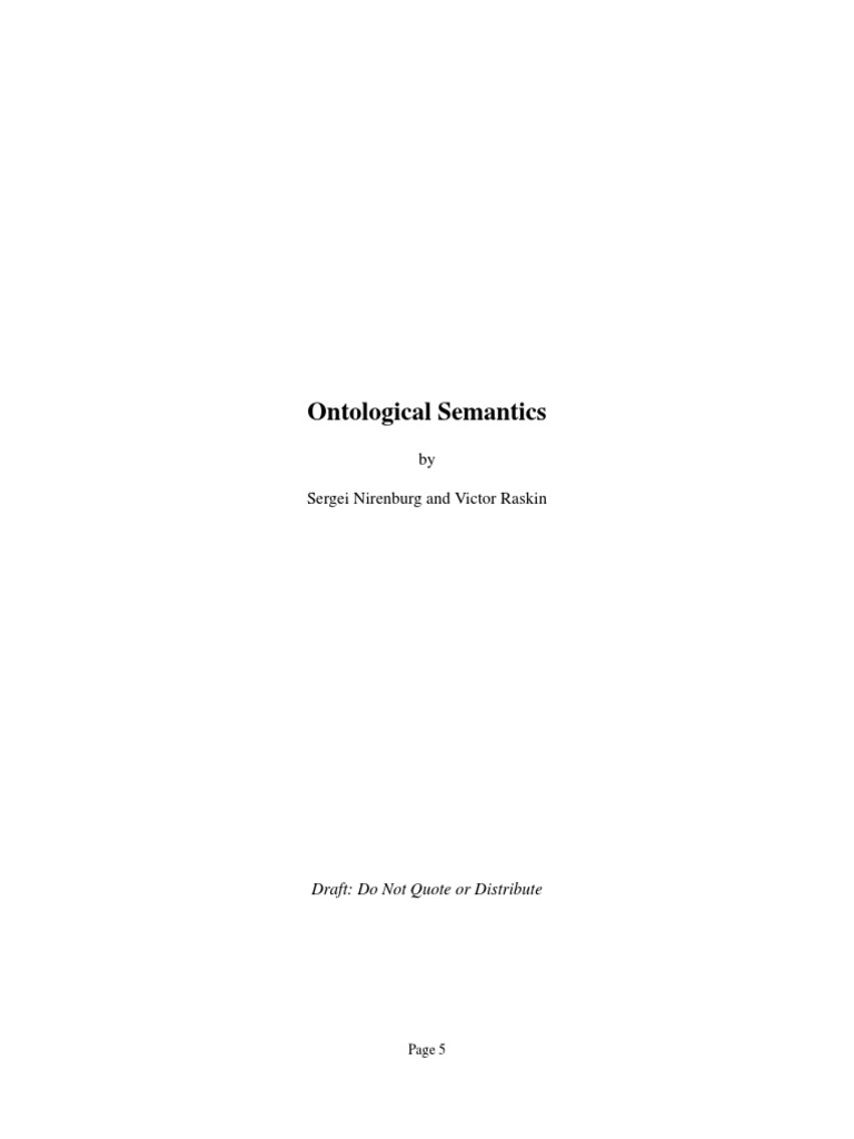 Ontological Semantics - Sergei Nirenburg, Victor Raskin | PDF | Semantics | Conceptual Model