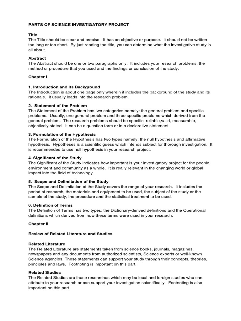 Parts of Science Investigatory Project | Download Free PDF | Statistics ...