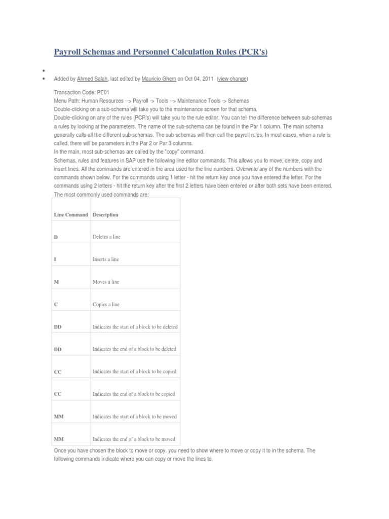 Payroll Schemas and Personnel Calculation Rules | PDF | Working Time ...