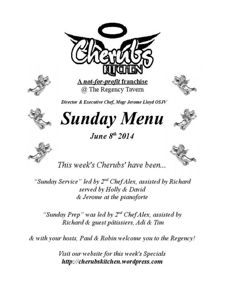 Sunday Menu: This Week's Cherubs' Have Been.. | PDF | Cooking | Food ...