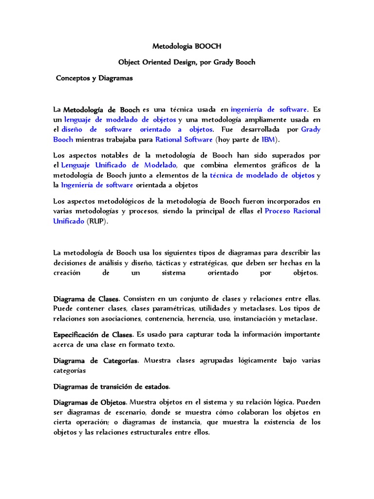 Metodología Booch en Diseño de Software | PDF | Objeto (informática ...