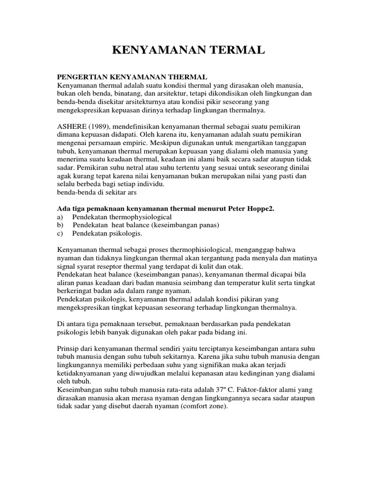 Kenyamanan Termal Fisika Bangunan | PDF