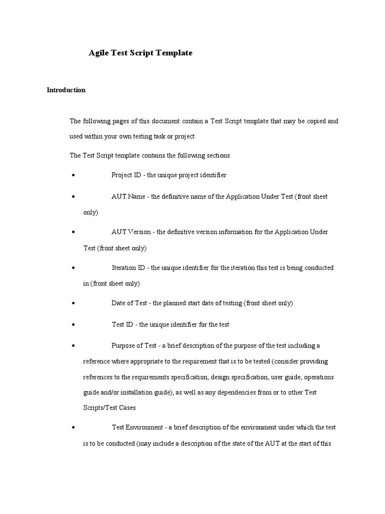 7493 Agile Test Script Template | PDF | Specification (Technical ...
