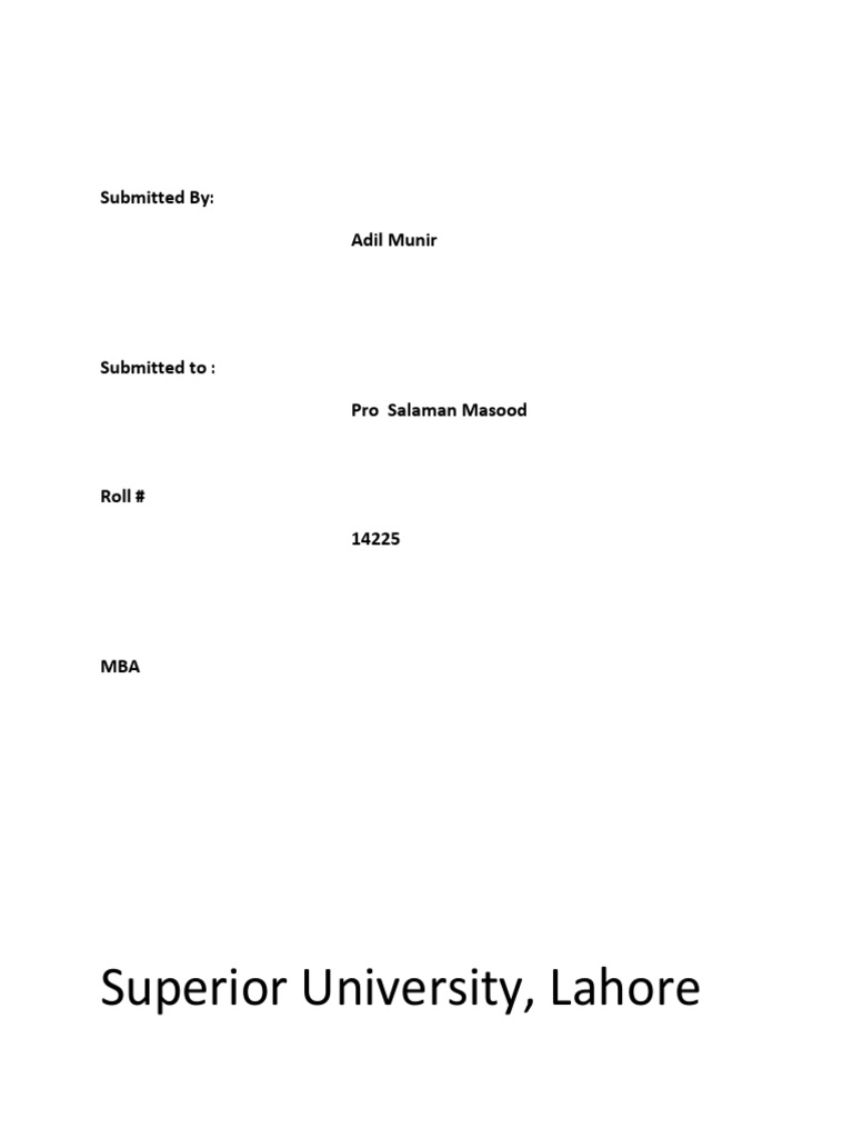 Adil Munir's MBA Submission | PDF