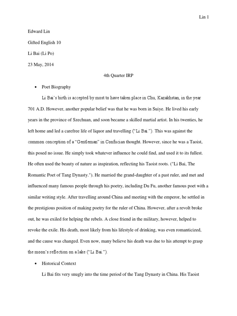 Poem Analysis Of Two Famous Chinese Poems Pdf Chinese Poetry Poetry
