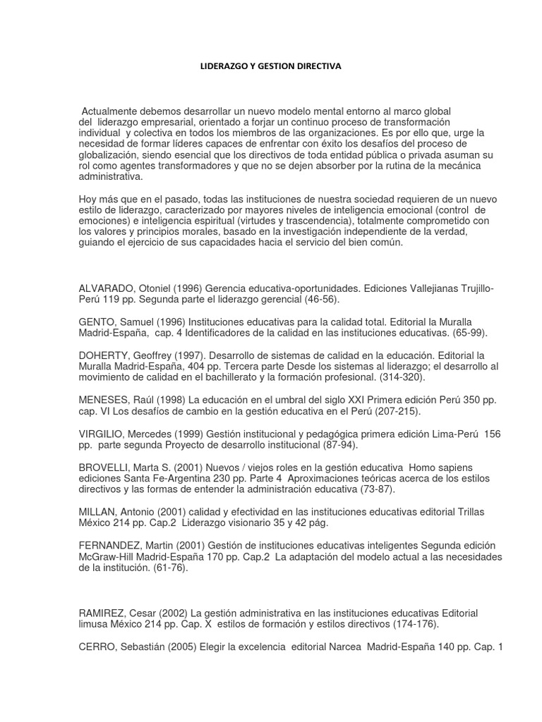 Liderazgo y Gestion Directiva | PDF | Liderazgo | Toma de decisiones