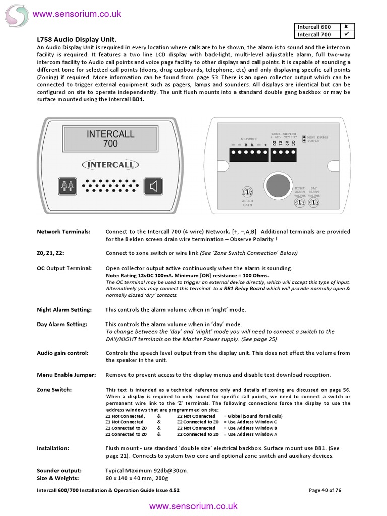 Intercall 600 - 700 Install - 4 52e - 41 L758 | PDF | Switch ...