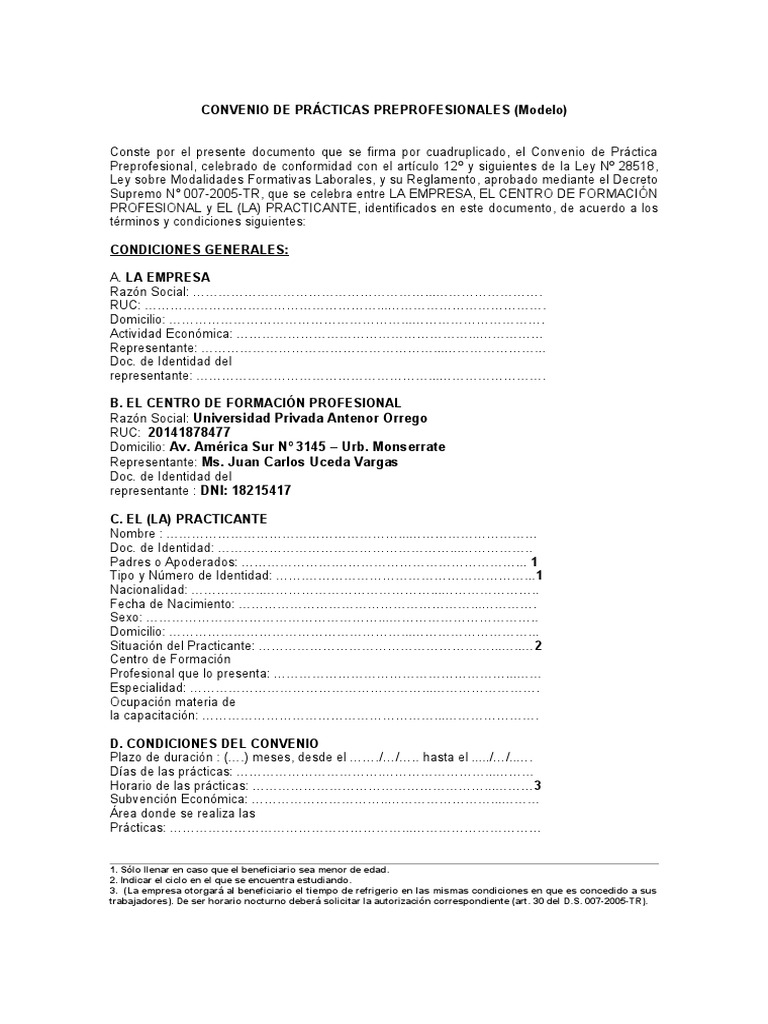 Modelo de Convenio Practicas Preprofesionales | PDF | Instituciones Economicas | Seguro
