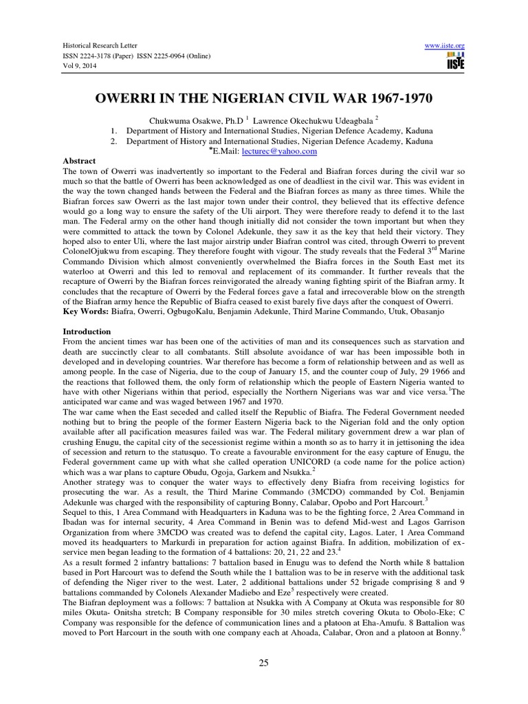 Owerri in The Nigerian Civil War 1967-1970 | PDF | Biafra | Military
