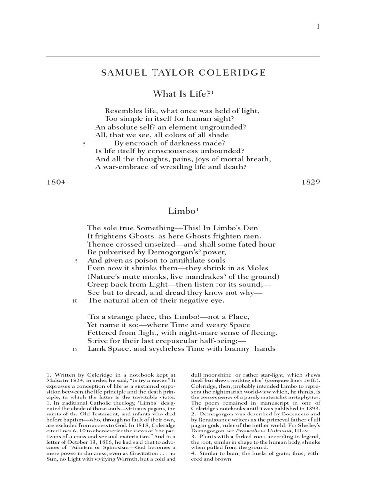 Roma U09 Coleridge | PDF | Poetry | Science