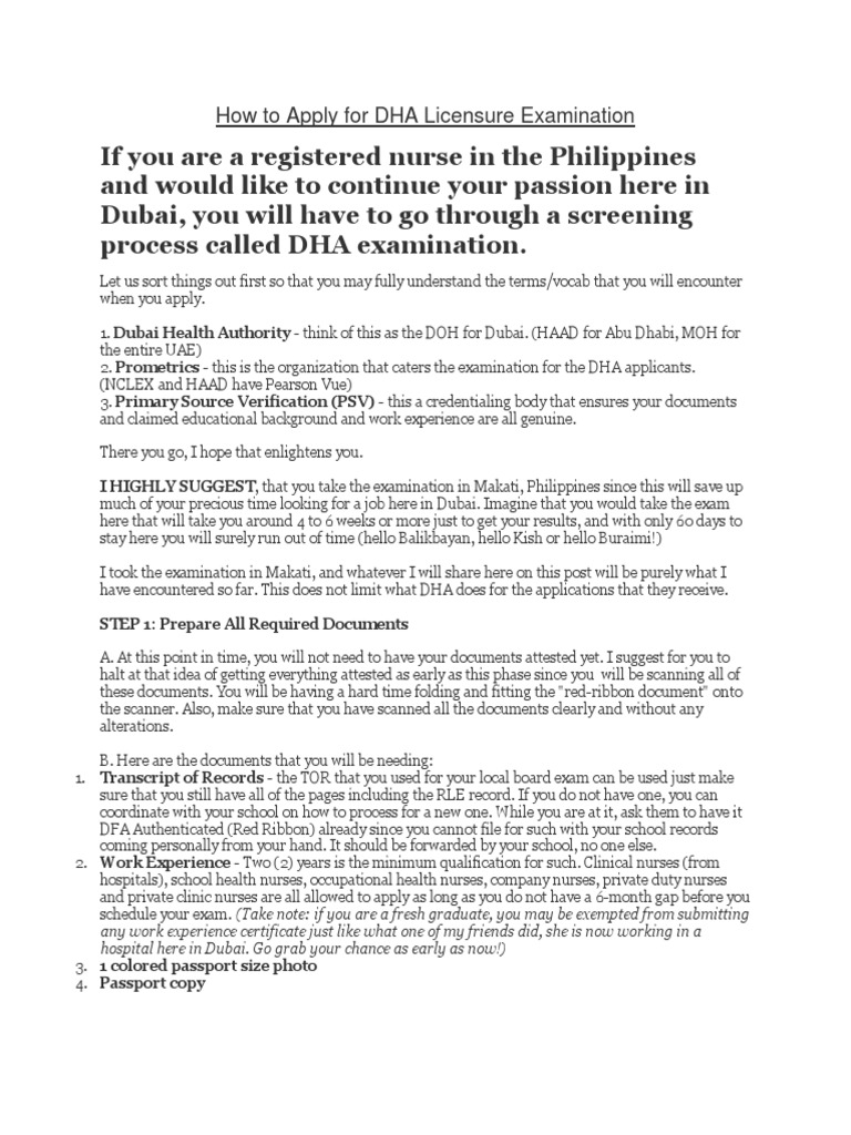How To Apply For DHA Licensure Examination | PDF | Test (Assessment ...
