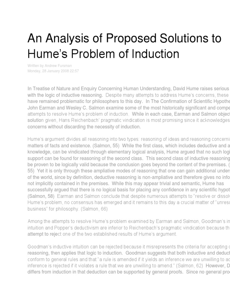 Solutions to Hume's Induction Problem | PDF | Inductive Reasoning ...