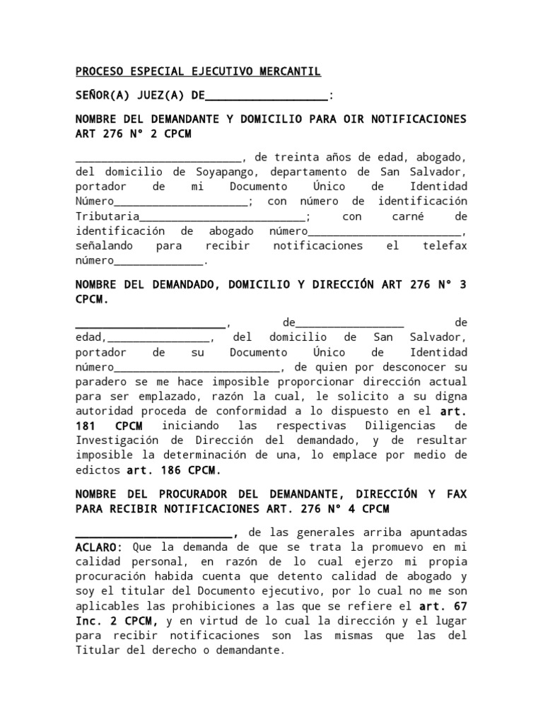 Modelo de Demanda Ejecutiva | PDF | Pagaré | Demanda judicial