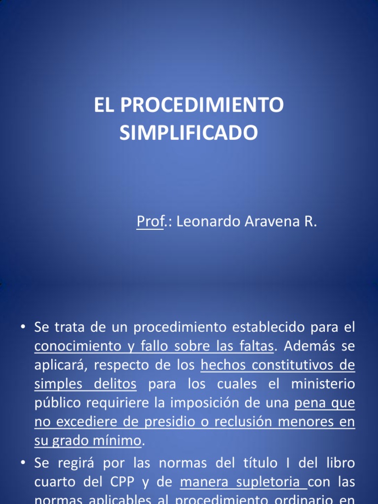 El Procedimiento Simplificado | PDF | Queja | Sentencia (ley)