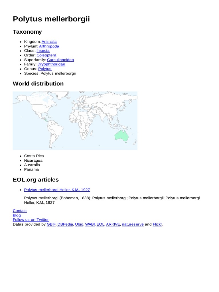 Polytus mellerborgii Distribution | PDF