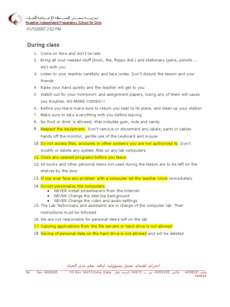 ICT Class Rules | Cd Rom | Internet