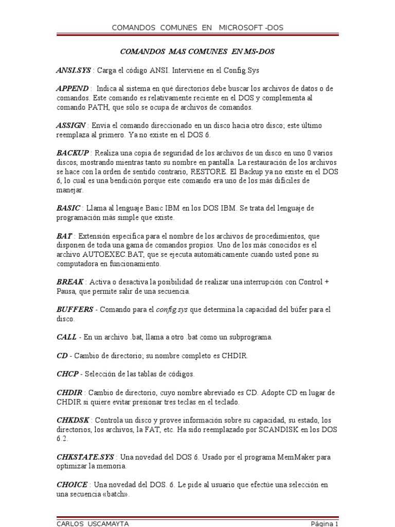 Comandos Ms Dos | PDF | Dos | Archivo de computadora