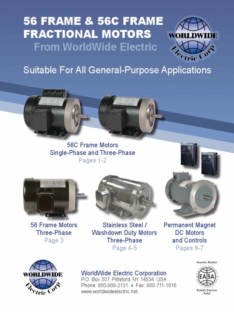 56 Frame 56c Frame Fractional Motors | PDF | Electric Motor | Amplifier