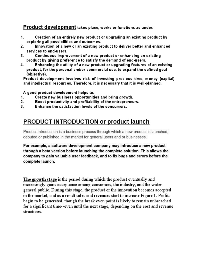 Product Development: PRODUCT INTRODUCTION or Product Launch | PDF ...