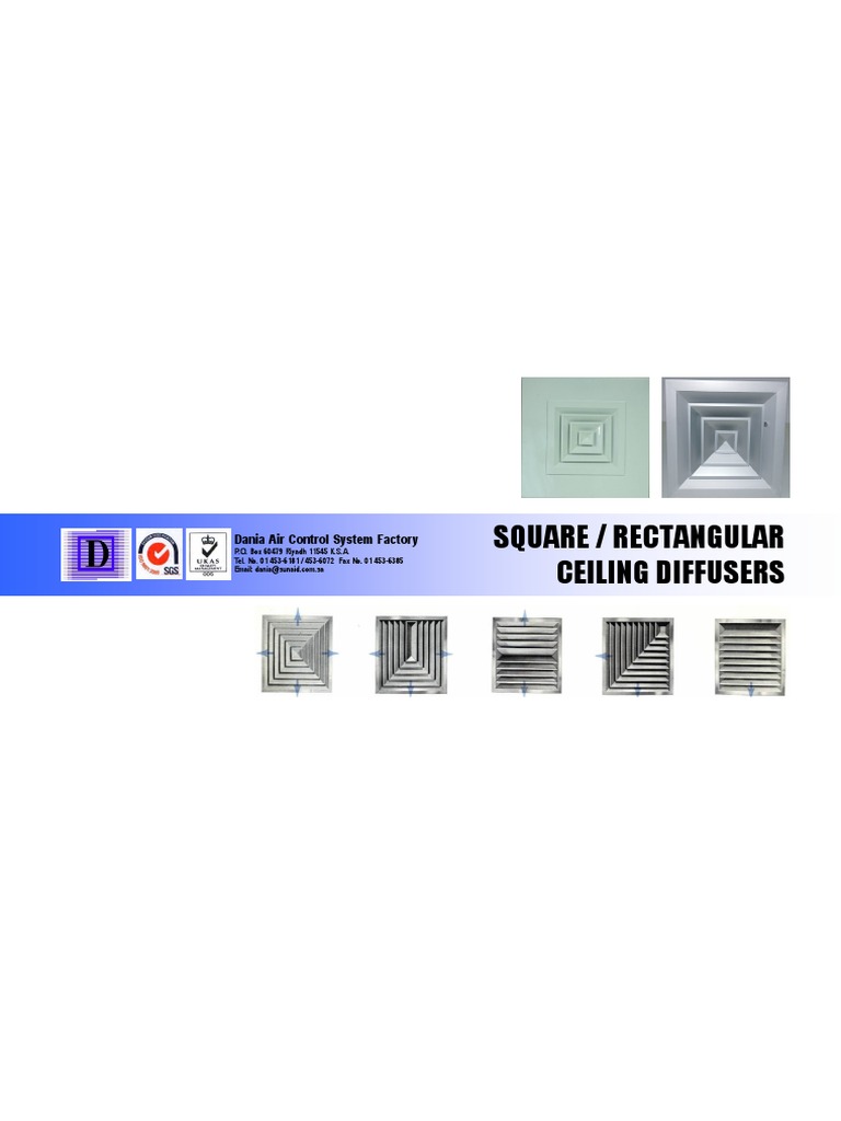 Dania Air Control Diffusers Overview | PDF | Duct (Flow) | Mechanical ...