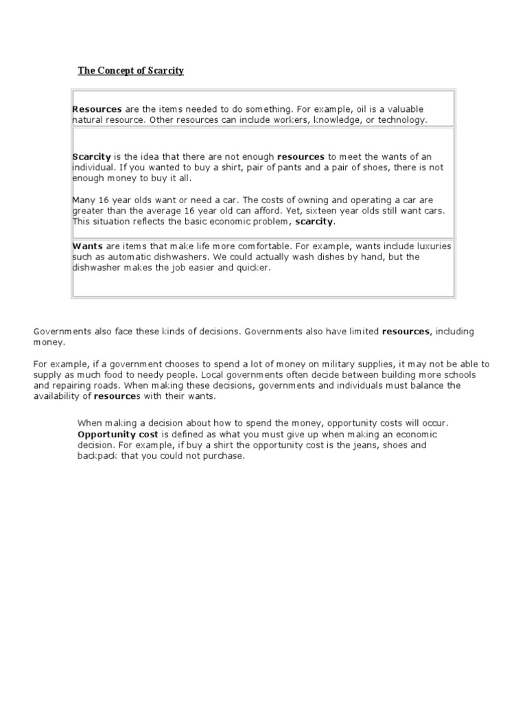 Understanding Scarcity and Choices | PDF | Social Science
