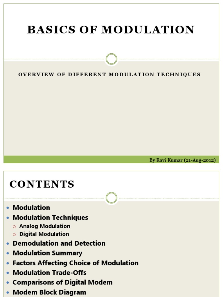 Overview of Analog Modulation Techniques | PDF | Modulation | Frequency ...