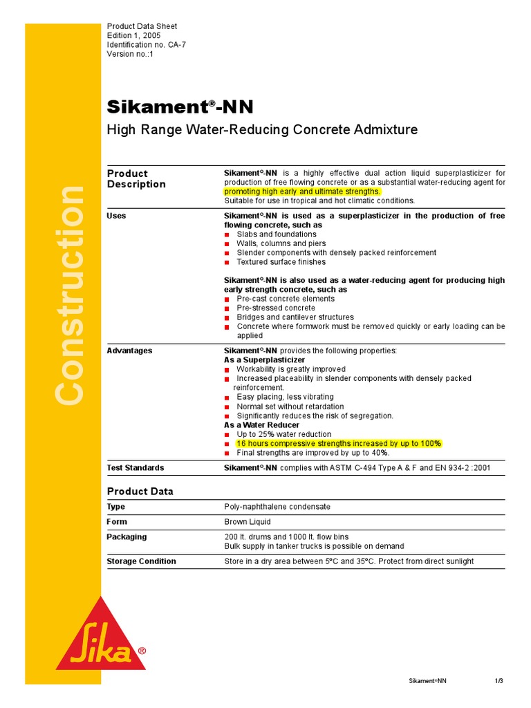 Sikament NN | PDF | Concrete | Civil Engineering