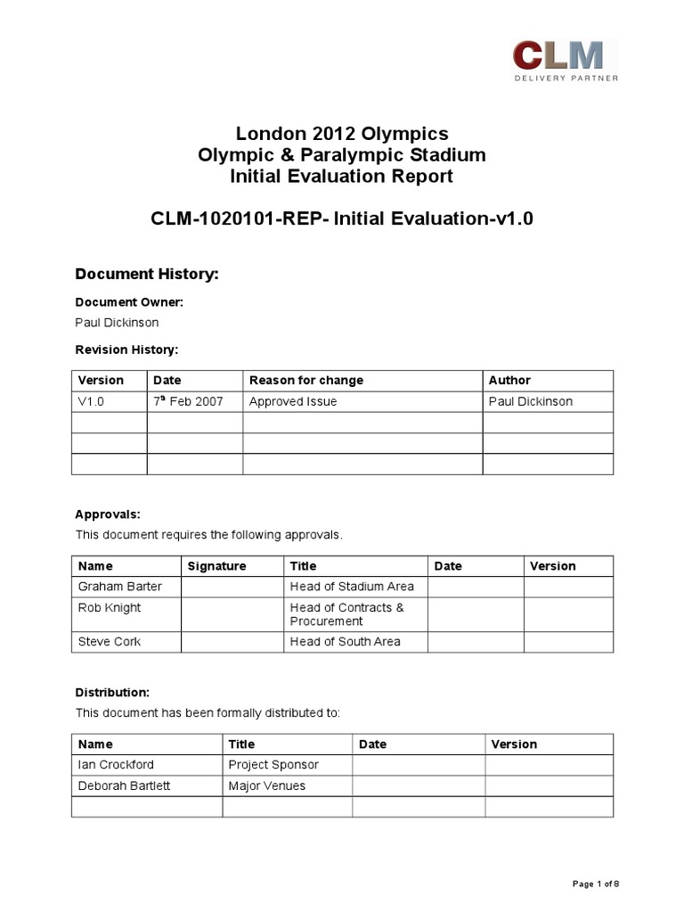 London 2012 Stadium Tender Evaluation Report | PDF | Business | Pricing