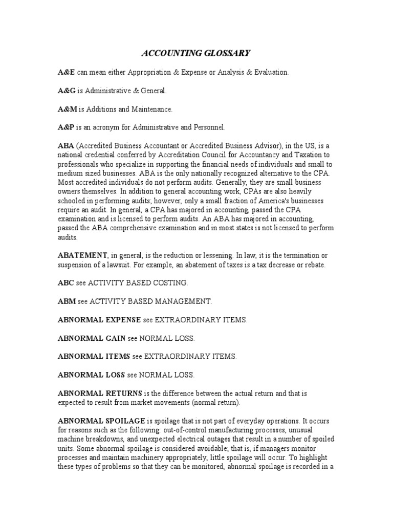Accounting Glossary | PDF | Audit | Accrual