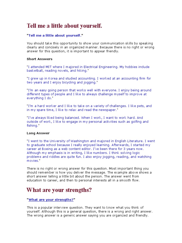 Tell Me A Little About Yourself | PDF | Understanding | Cognition