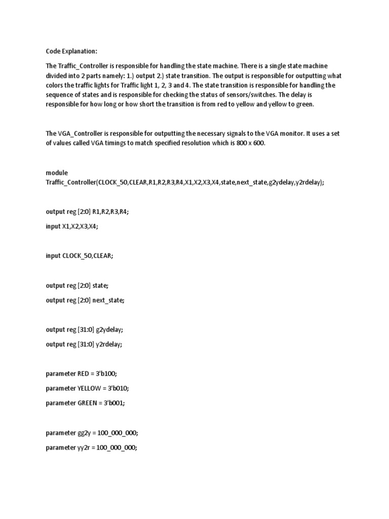 Traffic Light Code Explanation | PDF | Traffic Light | Electronic ...