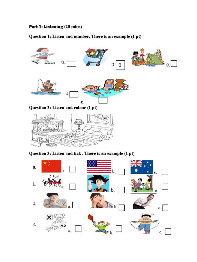 Question 1: Listen and Number. There Is An Example (1 PT) : Part 1 ...